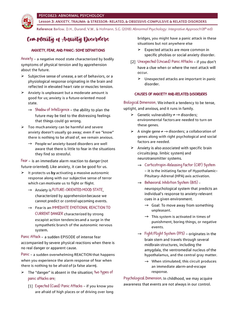 Understanding Anxiety Disorders and Causes | PDF | Obsessive–Compulsive ...