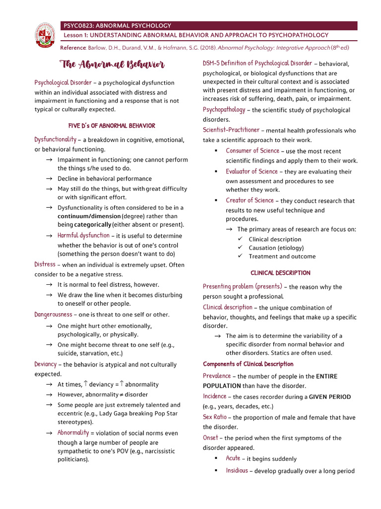 Understanding Abnormal Behavior Disorders | PDF | Nervous System | Brain