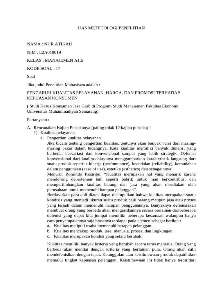 E2A019019 Nur Atikah UAS METPEN | PDF