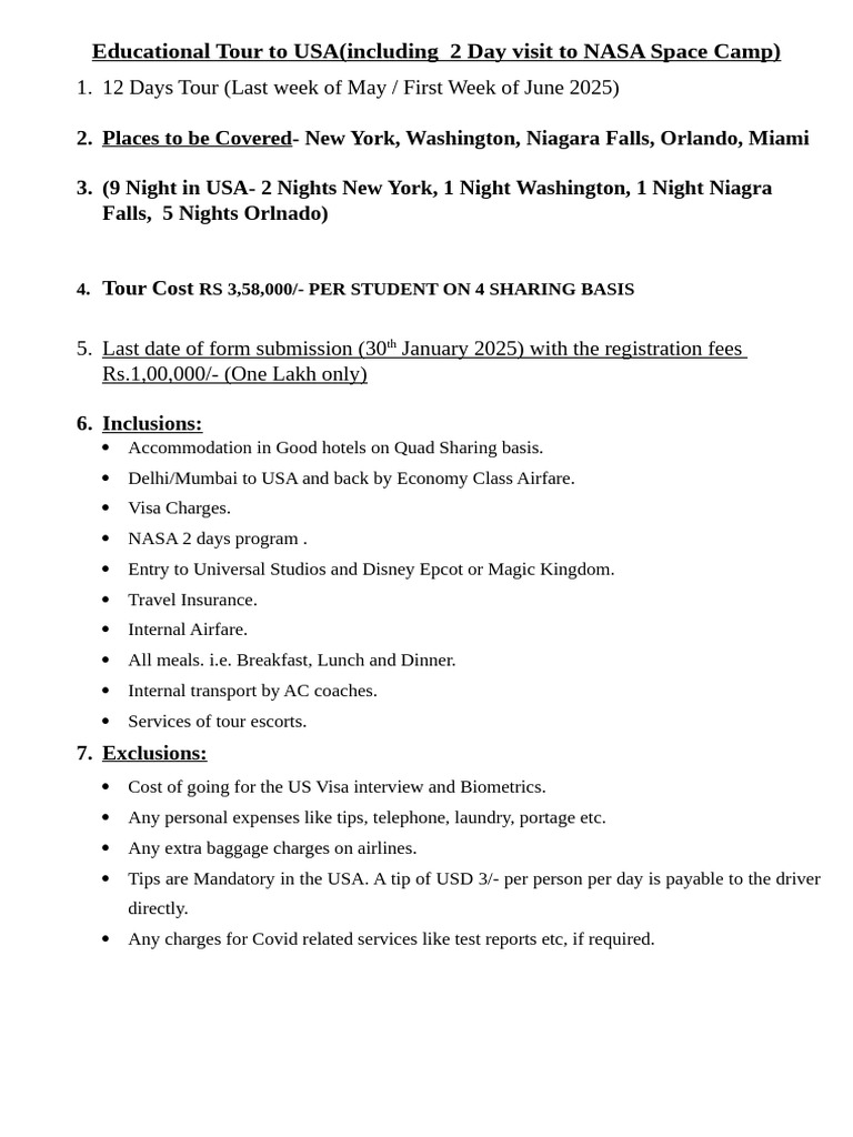 NASA Educational Tour for Students | PDF