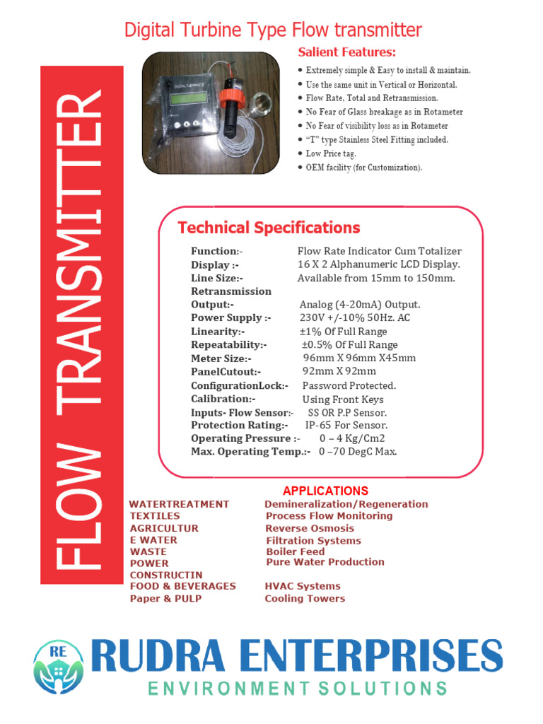 Digital Turbine Flow Meter Specs | PDF