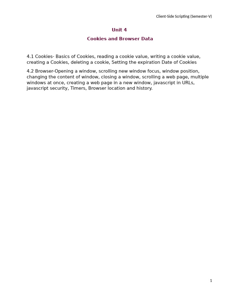 Unit 4 Cookies Browser | PDF | Http Cookie | Document Object Model