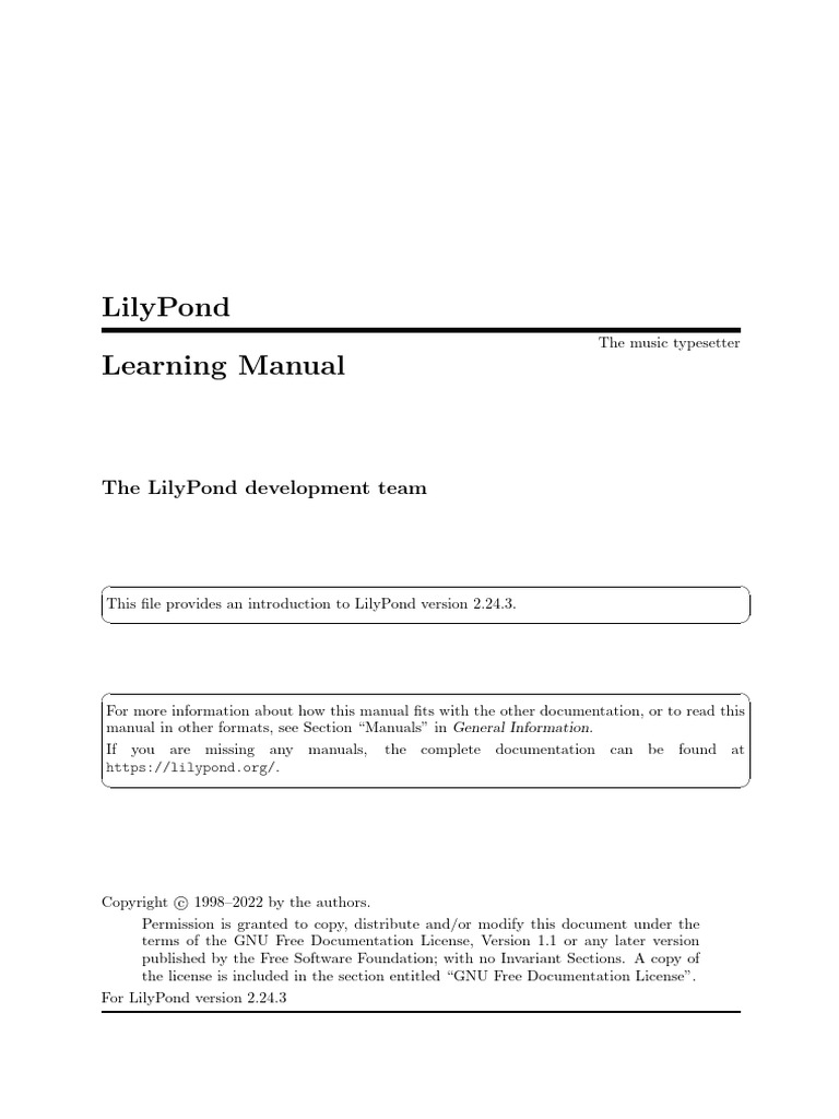 Learning Lilypond | PDF | Free Software | Clef