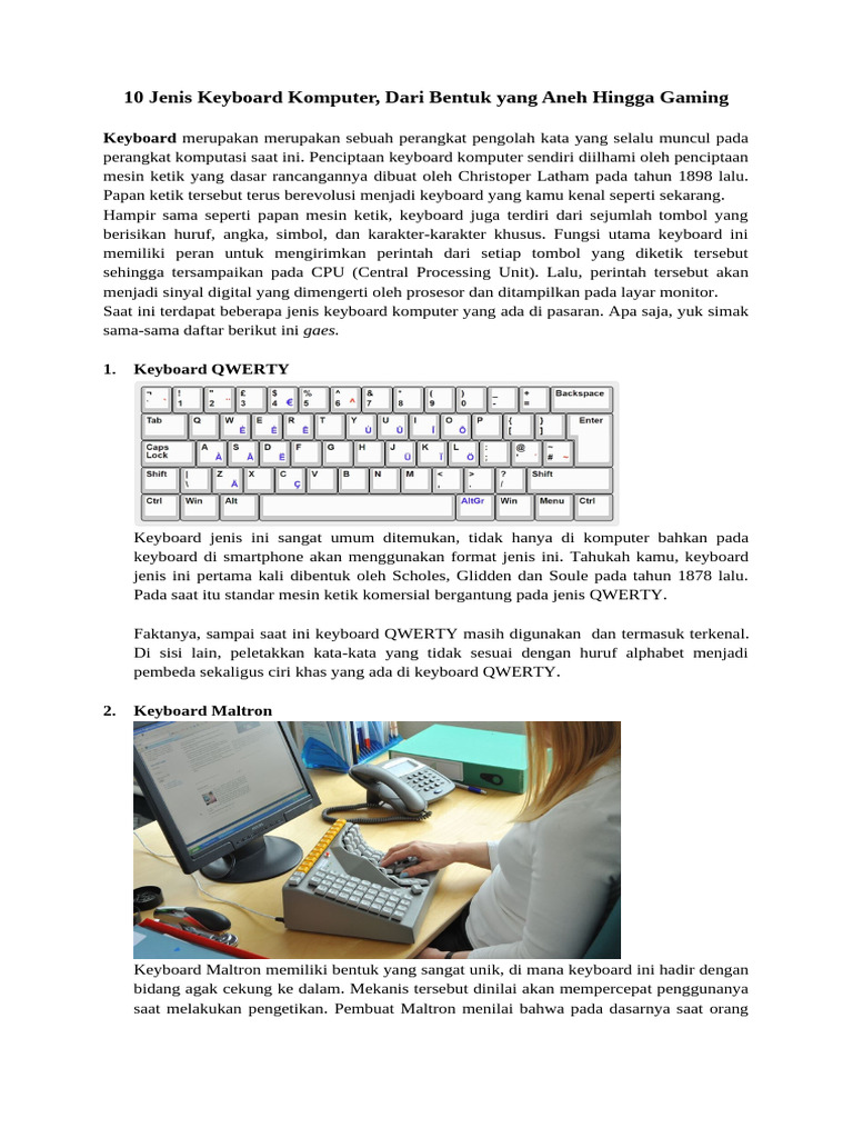 10 Jenis Keyboard Komputer Unik | PDF