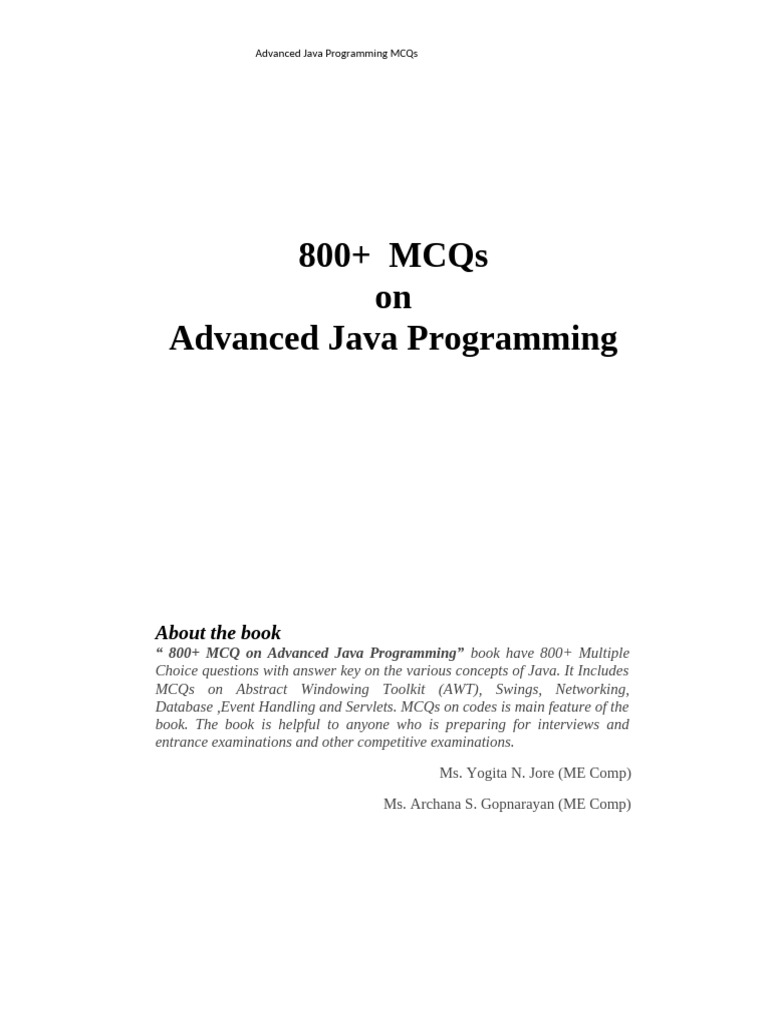 800+ MCQs On AJP Final-1 | PDF | Method (Computer Programming) | Graphical User Interfaces