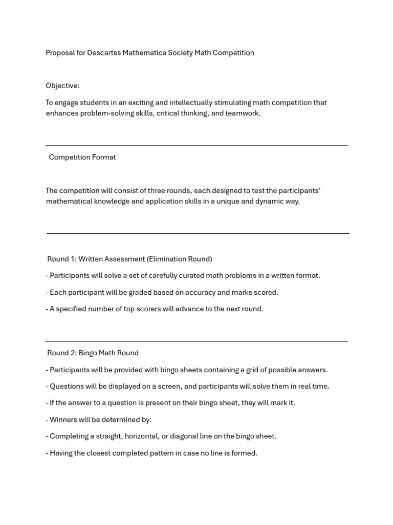Descartes Math Competition Proposal | PDF | Ratio | Numbers