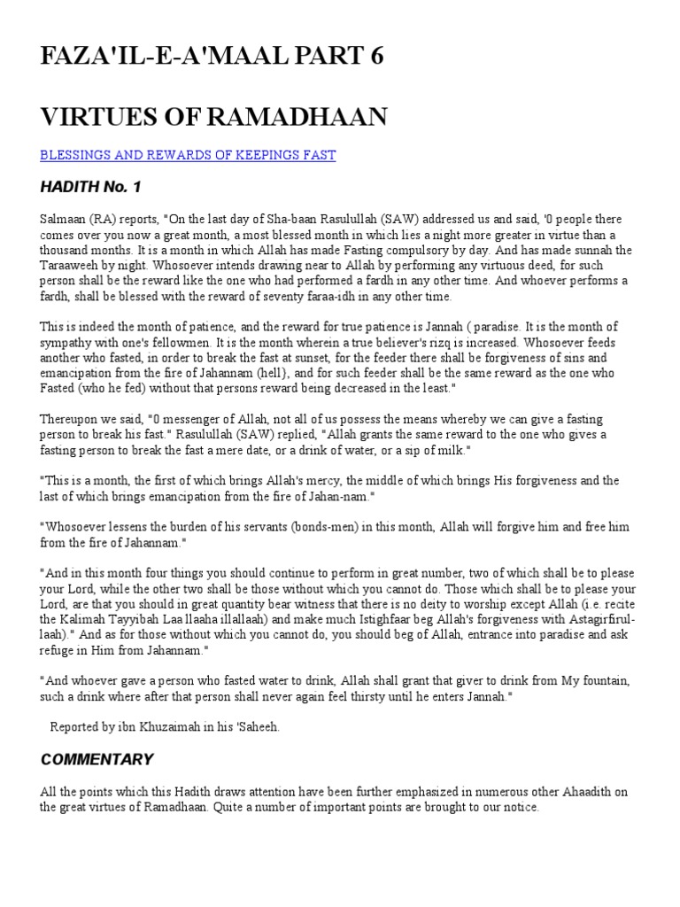 Fazail e Ramadan | PDF | Fasting | Ramadan