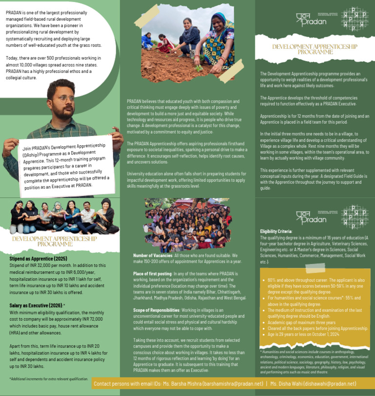 PRADAN Development Apprenticeship Details | PDF | Apprenticeship ...