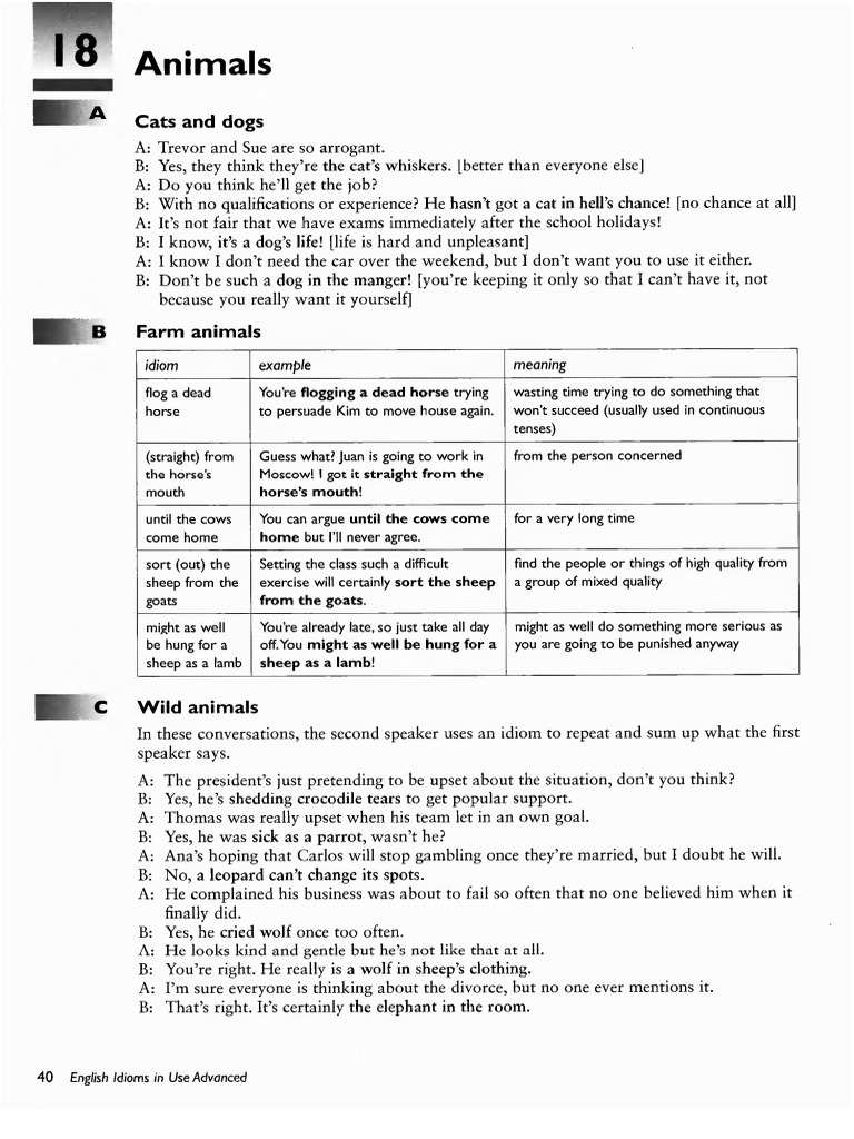 Idioms Animals | PDF