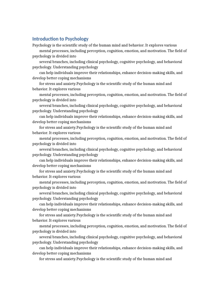 Introduction To Psychology | PDF | Psychology | Mind