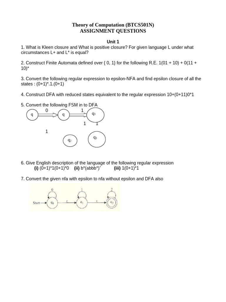 Theory of Computation Assignment Questions | PDF | Applied Mathematics ...