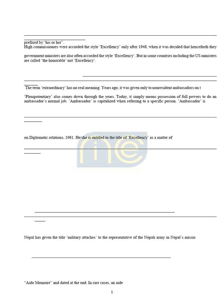 Diplomatic Terminologies Explained | PDF | Consul (Representative ...