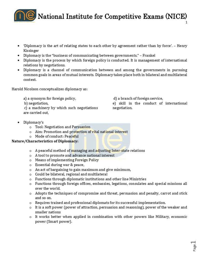 Diplomacy - Conceptual Basics and Types REV5 | PDF | Diplomacy | Public ...