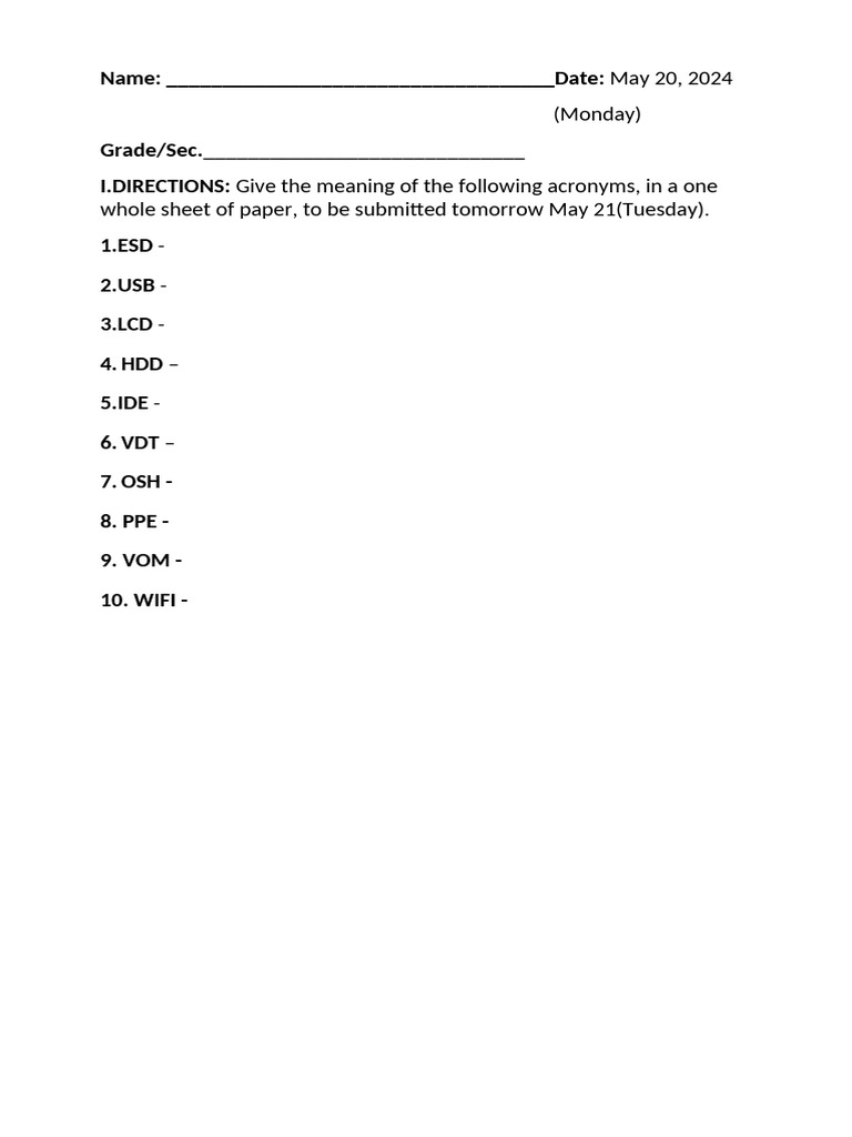 Acronyms Activity | PDF