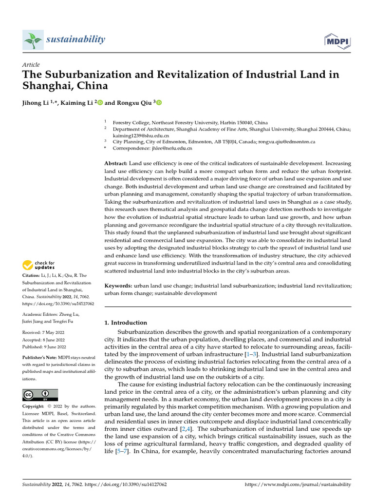 The Suburbanization and Revitalization of Industrial Land in 1zng74va ...