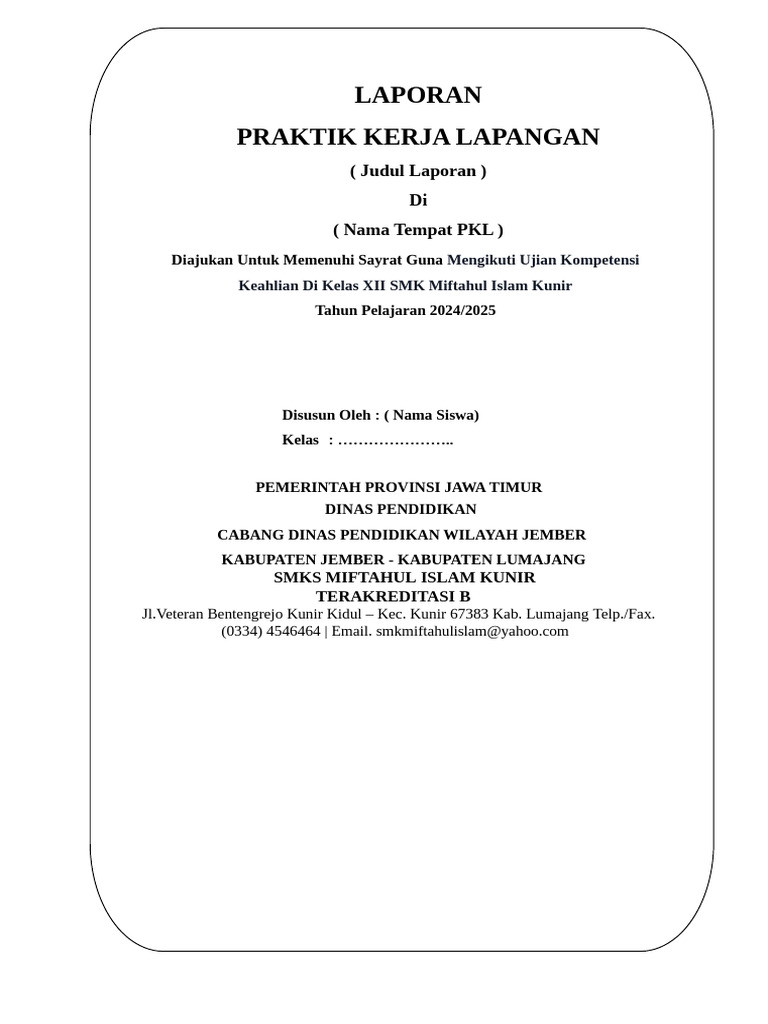 Contoh Laporan PKL 2024 2025 | PDF