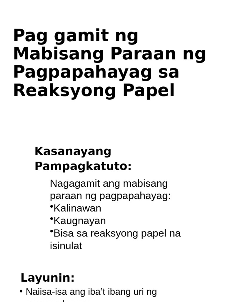Reaksyong Papel | PDF