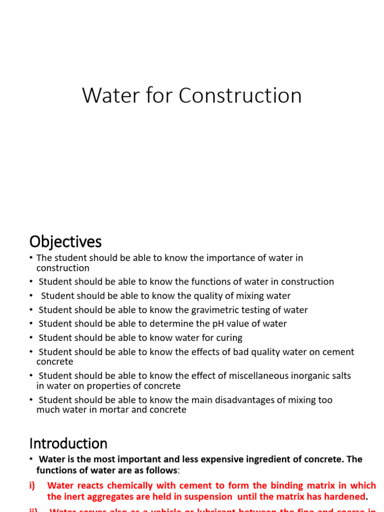 Water For Construction | PDF | Concrete | Water