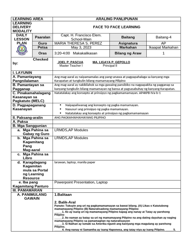 DLP AP Q4 Week1 Day3 | PDF