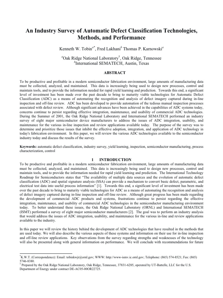 Jr 等 - 2002 - Industry survey of automatic defect classification ...
