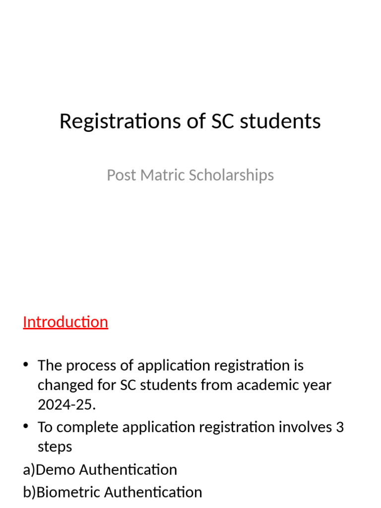 SC Students Registration Process 2024-25 | PDF | Biometrics | Computer ...