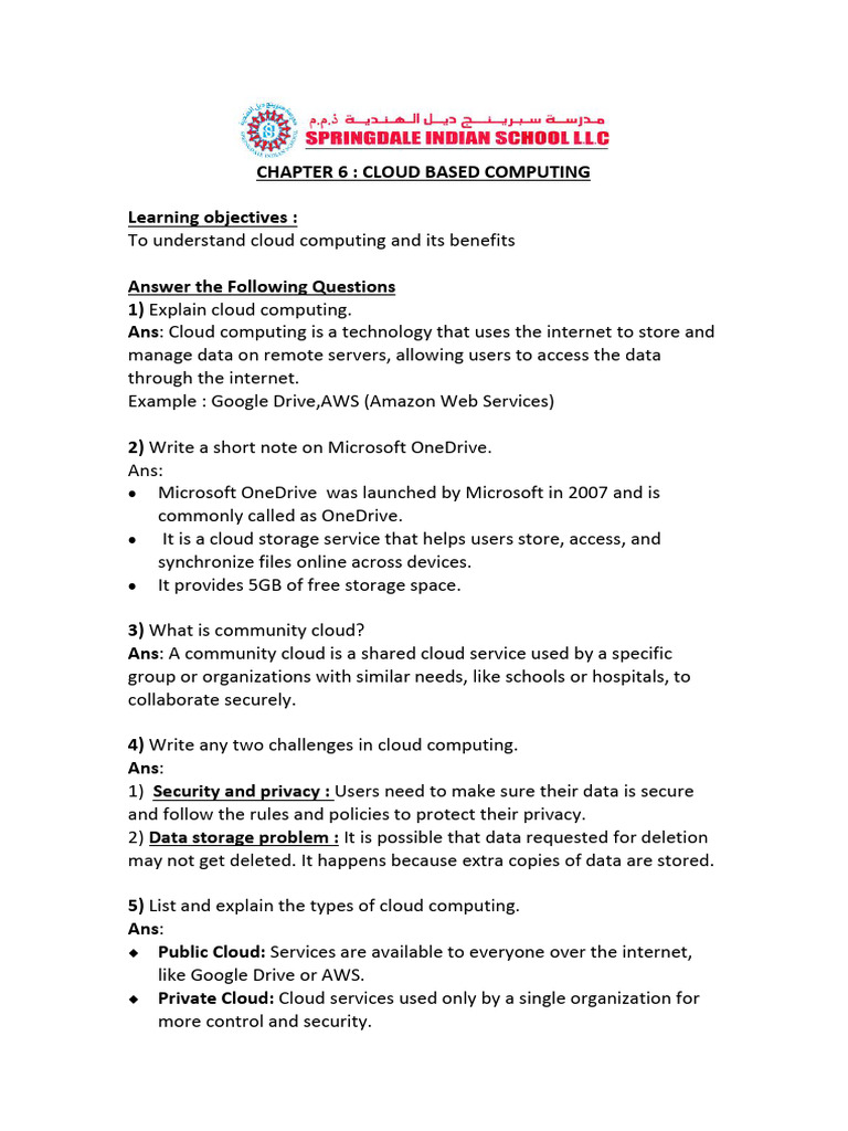 Computer Chapter 6 Cloud Based Computing | PDF