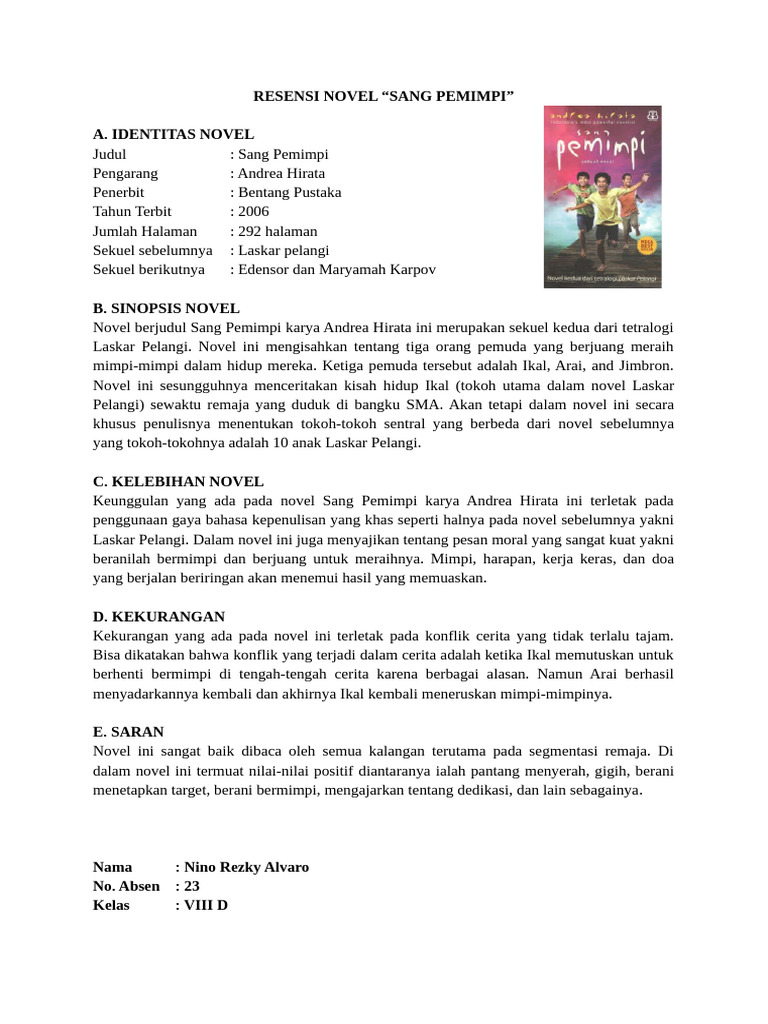 Resensi Novel Sang Pemimpi | PDF