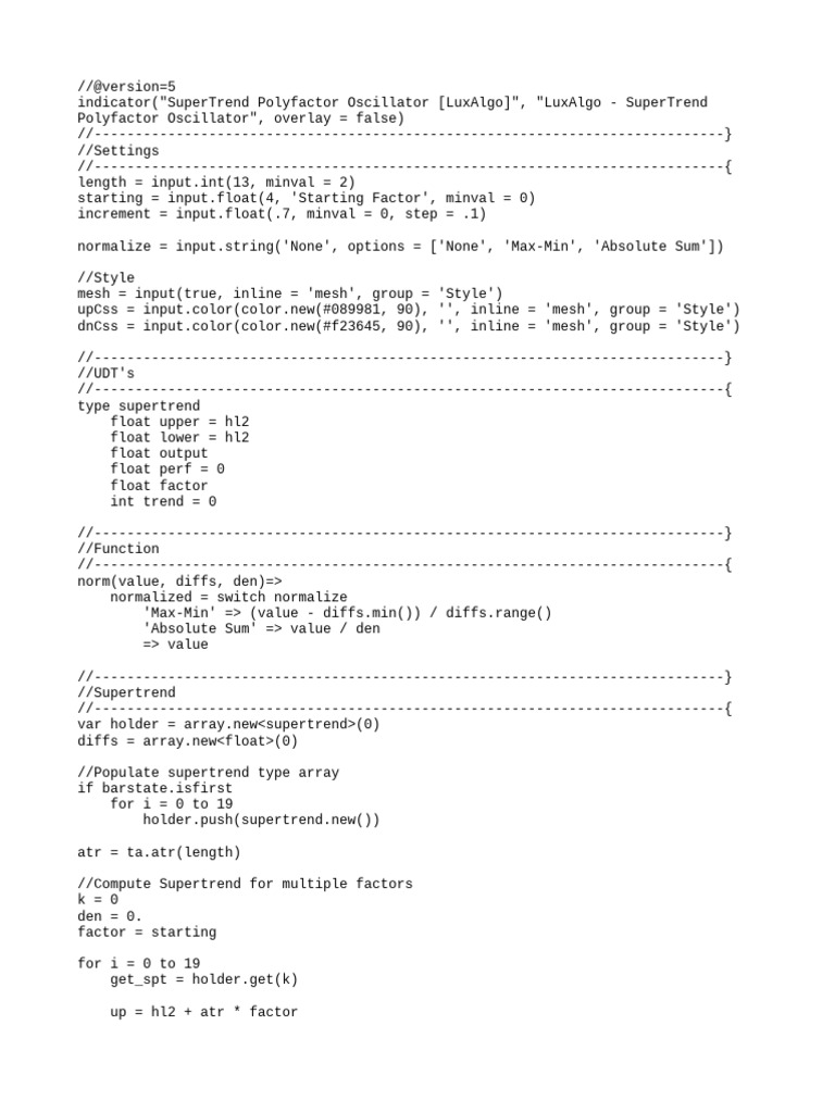 Supertrend Oscillator | PDF | Computer Programming | Computer Engineering
