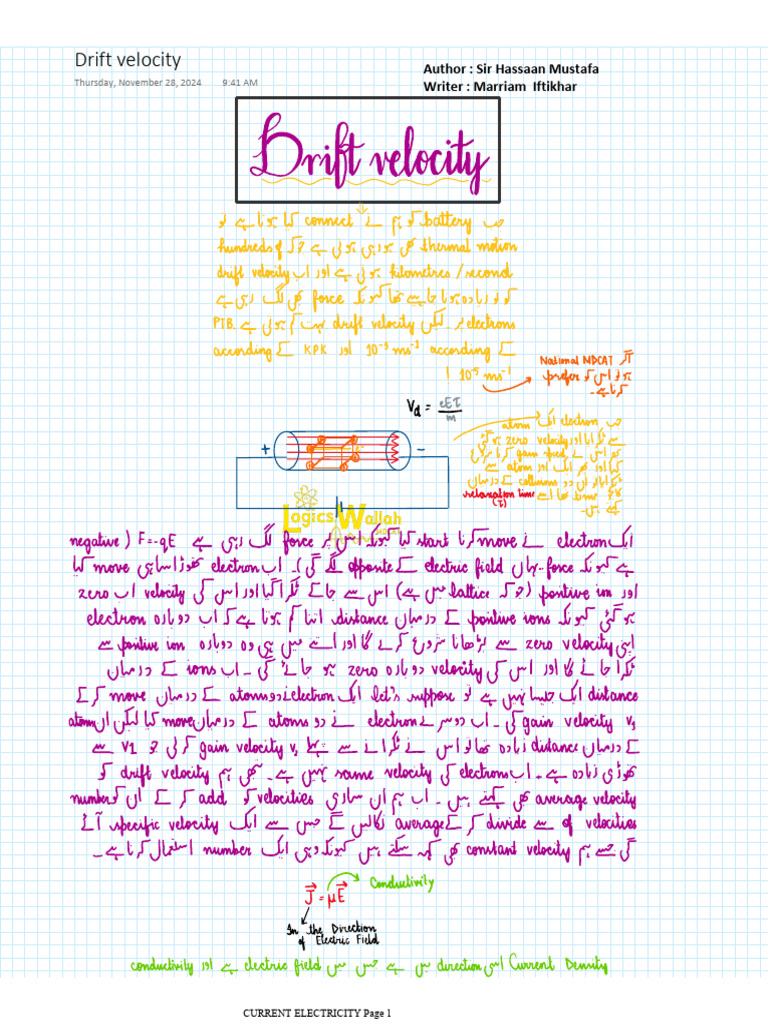 Drift Velocity | PDF