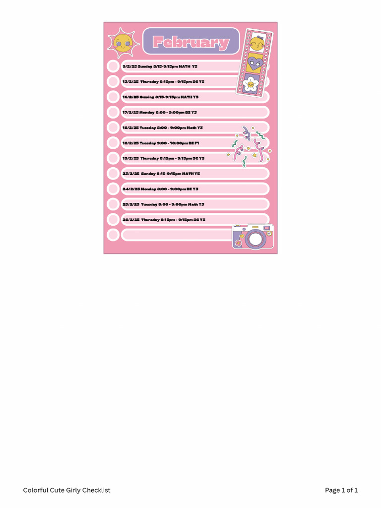 February Checklist | PDF