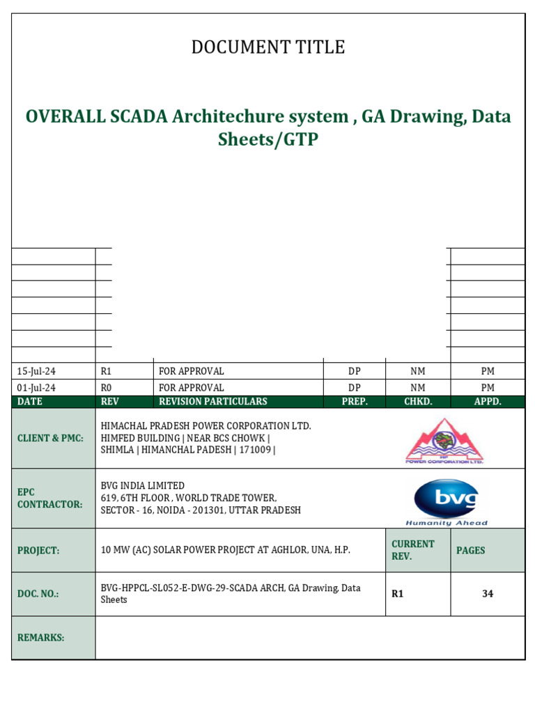 OVERALL SCADA Architechure System, GA Drawing, Data - R1 | PDF ...