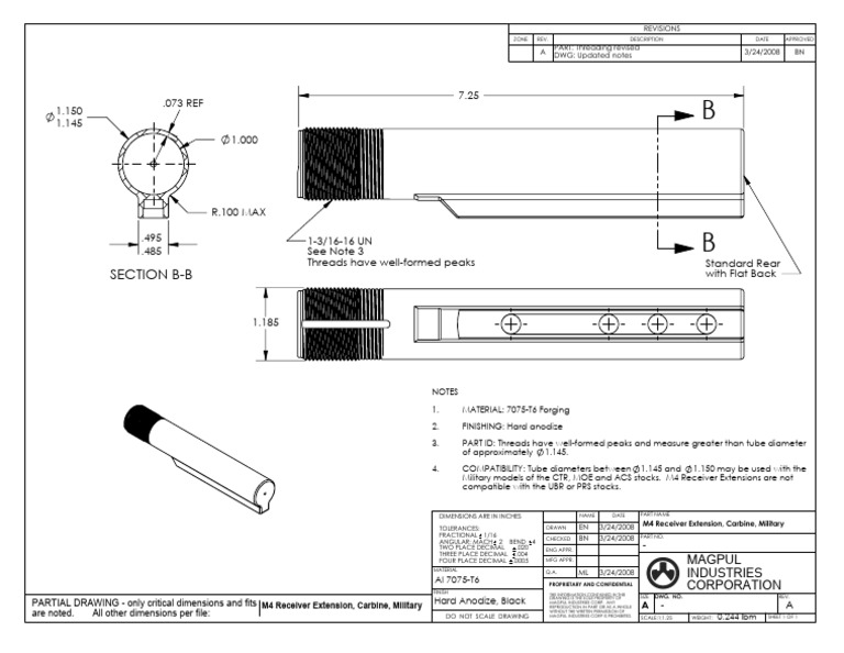 M4 Receiver Extension Dimensions Guide | PDF