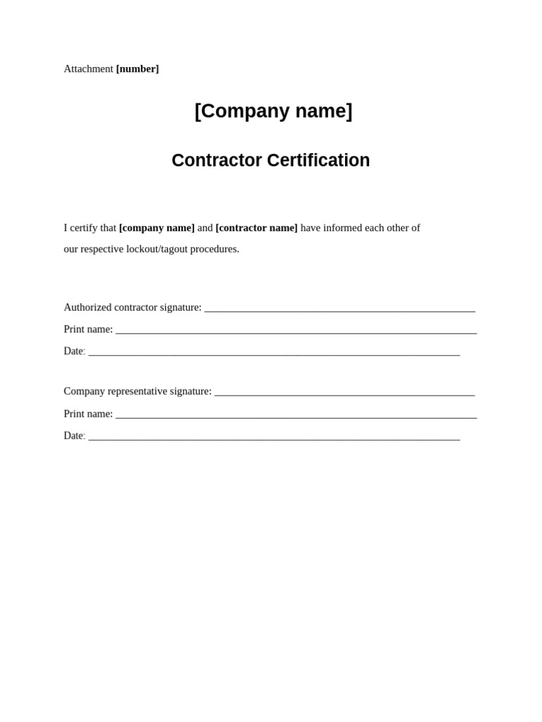 LOTO Contractor Certification | PDF