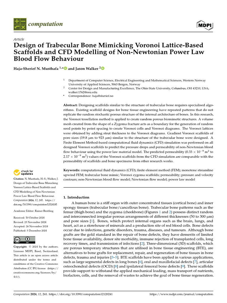 CFD trabecular bone tissue engineering | PDF | Tissue Engineering | Finite Element Method