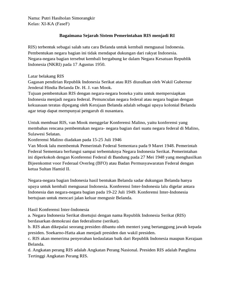 Sejarah-RIS jadi RI | PDF