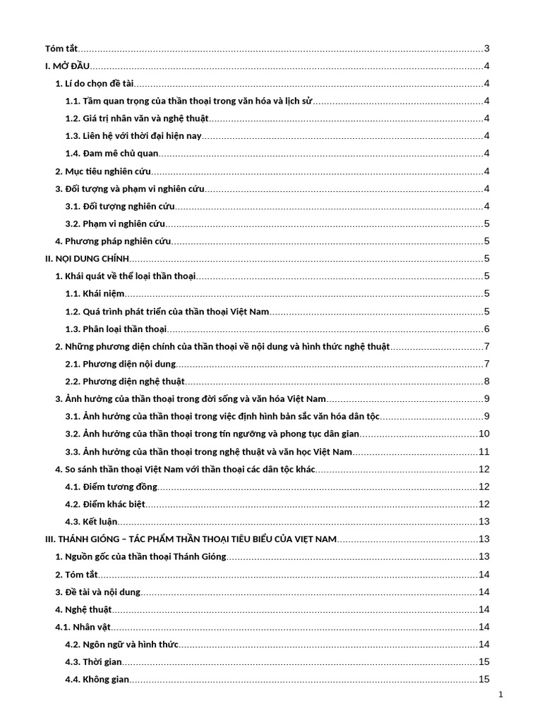 Báo Cáo Về Thể Loại Thần Thoại (Bản Word Để in) | PDF