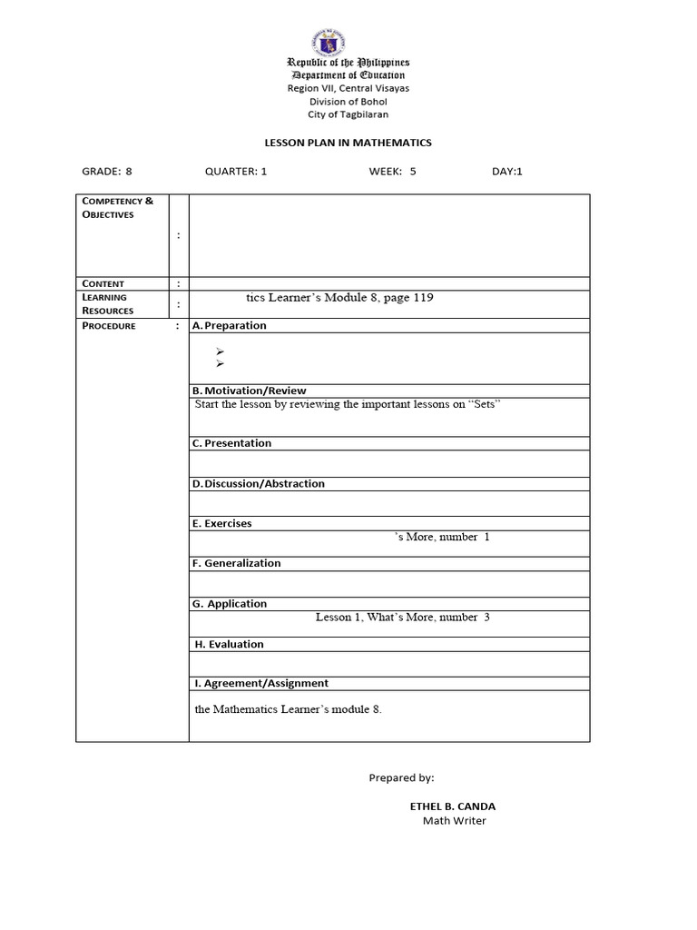Grade 8 Math Lesson Plan: Coordinate System & Slope | PDF | Mathematics | Slope