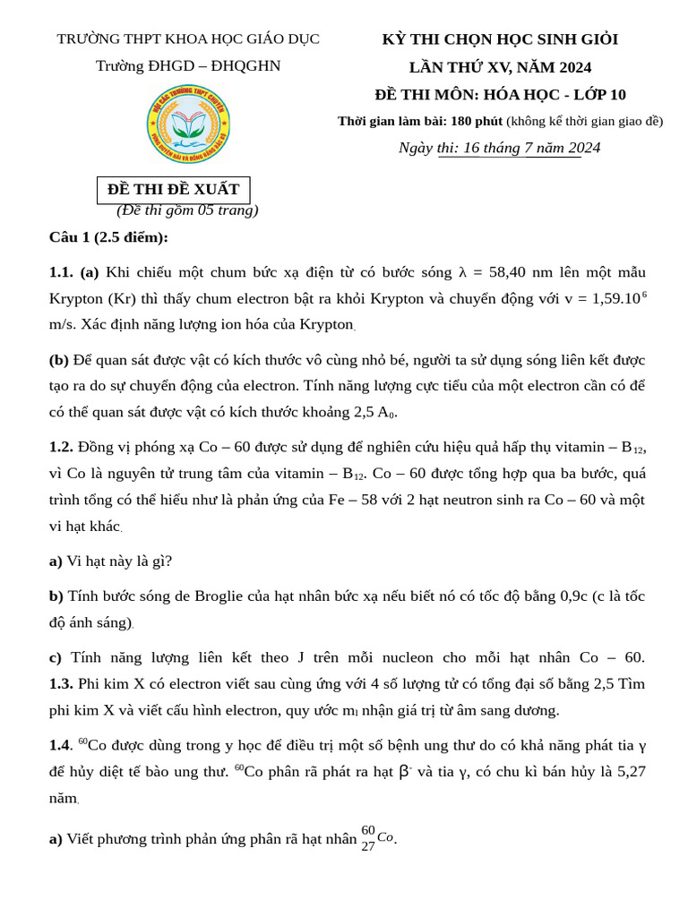 Hoa 10 - THPT KHGD - Ha Noi | PDF