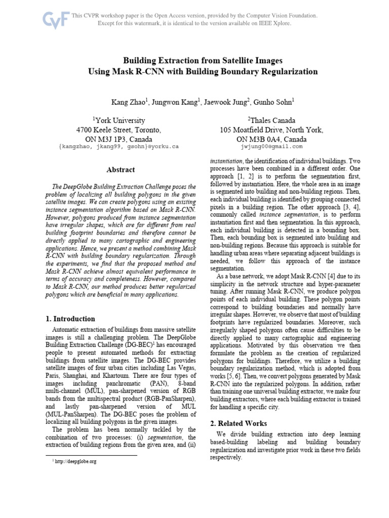 Zhao Building Extraction From CVPR 2018 Paper | PDF | Image Segmentation | Computing