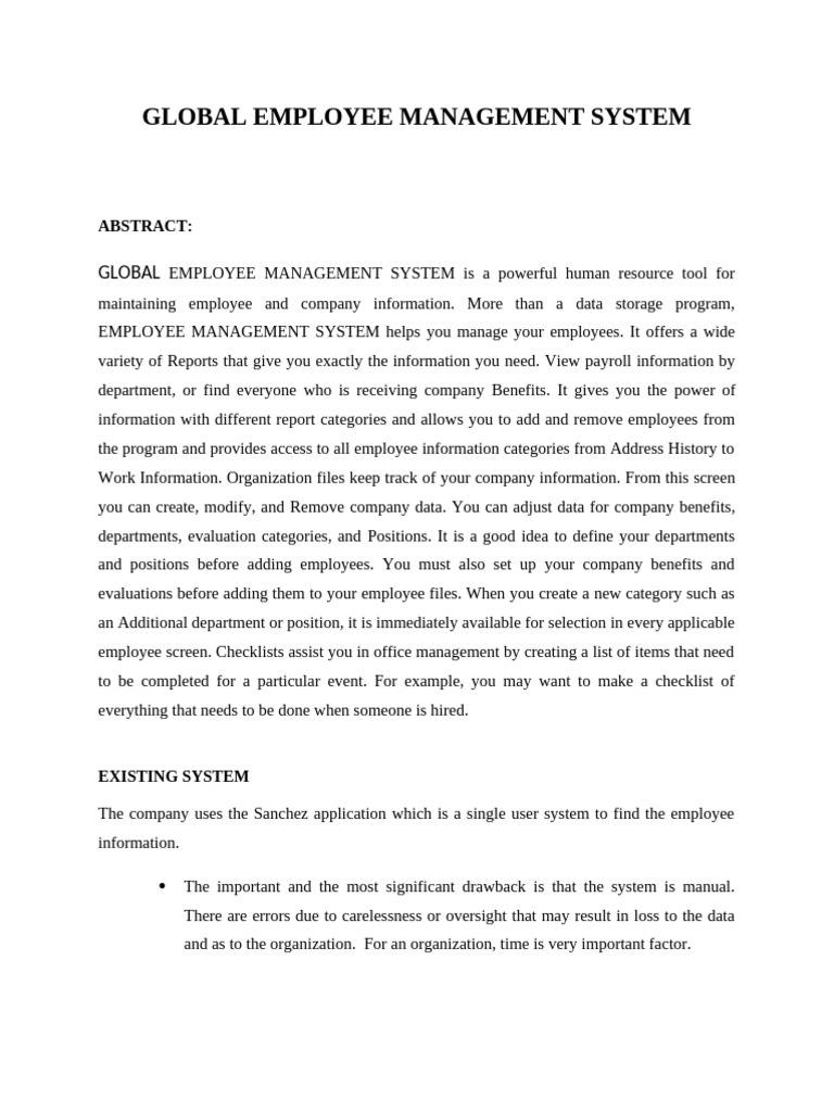 Global Employee Management System Overview | PDF | Computing ...