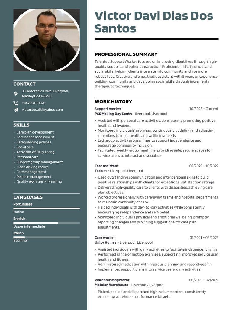 Experienced Support Worker Resume | PDF | Warehouse | Caregiver