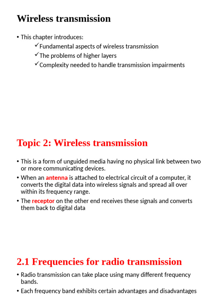 Topic 2 Wireless Transmission | PDF | Antenna (Radio) | Radio