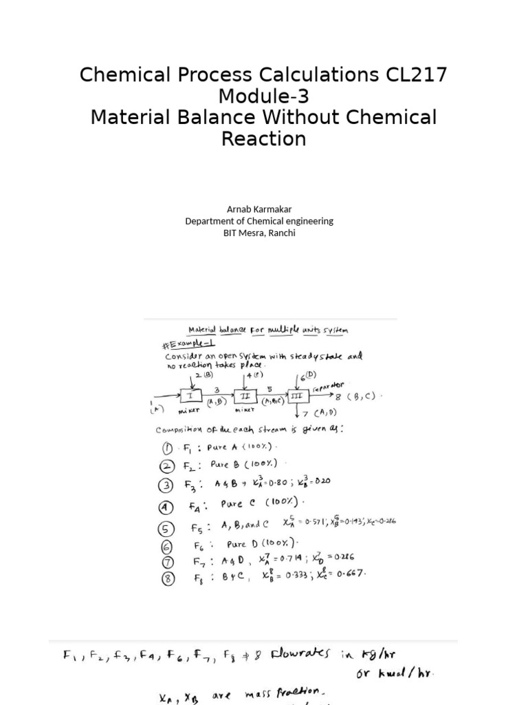Material balance without chemical reaction | PDF