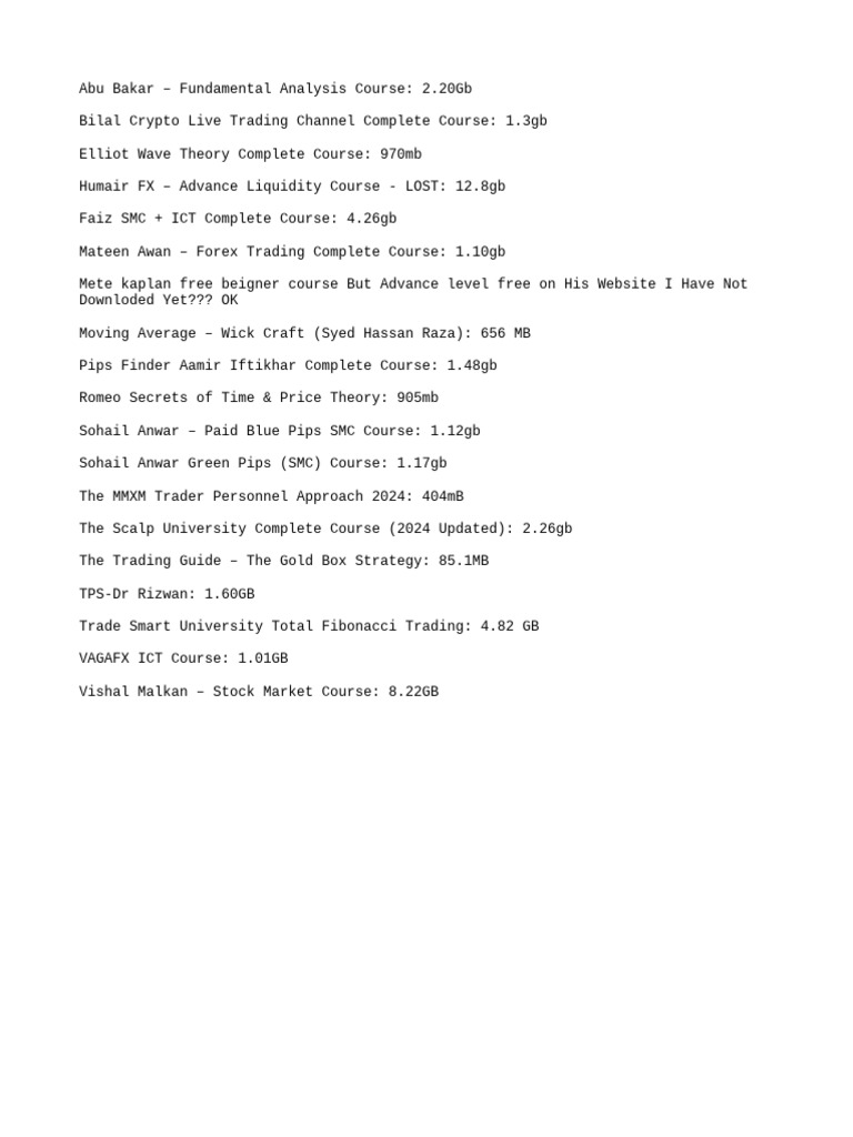 Comprehensive Trading Course Resources Pdf