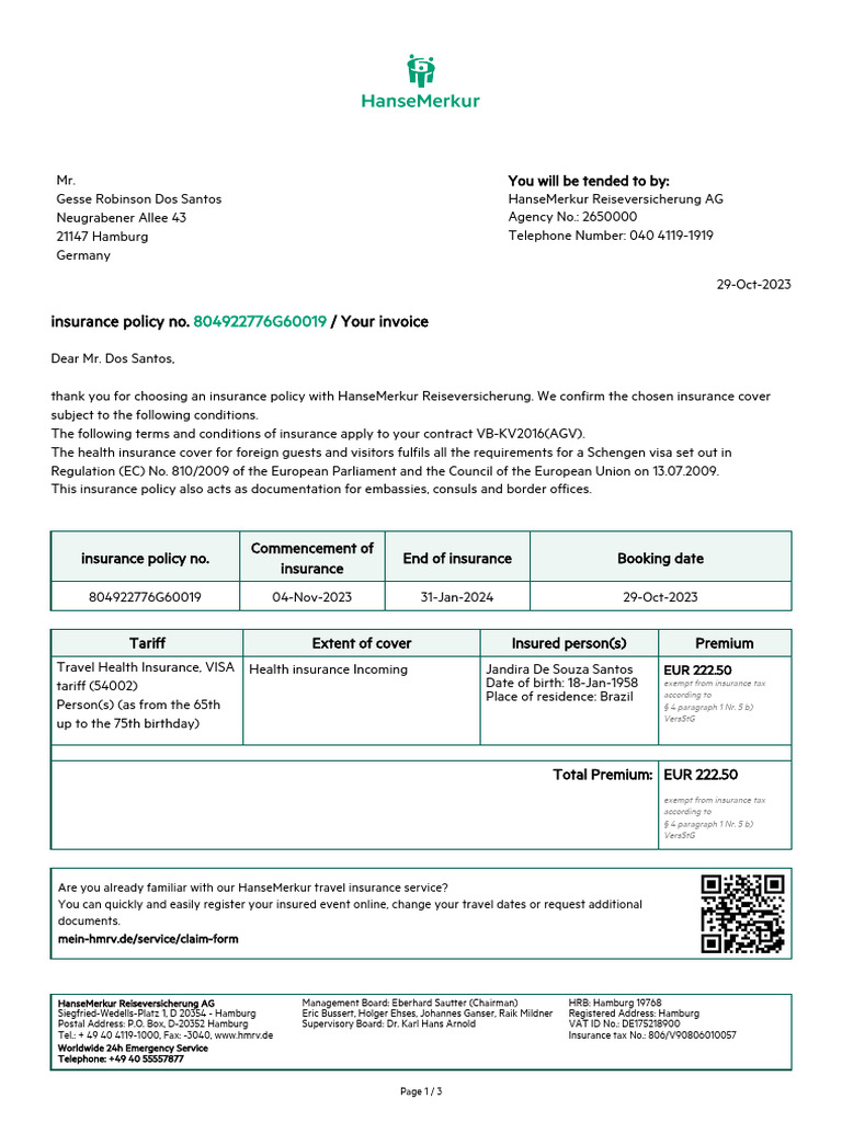 Invoice_Insurance policy_804922776G60019 | PDF | Insurance