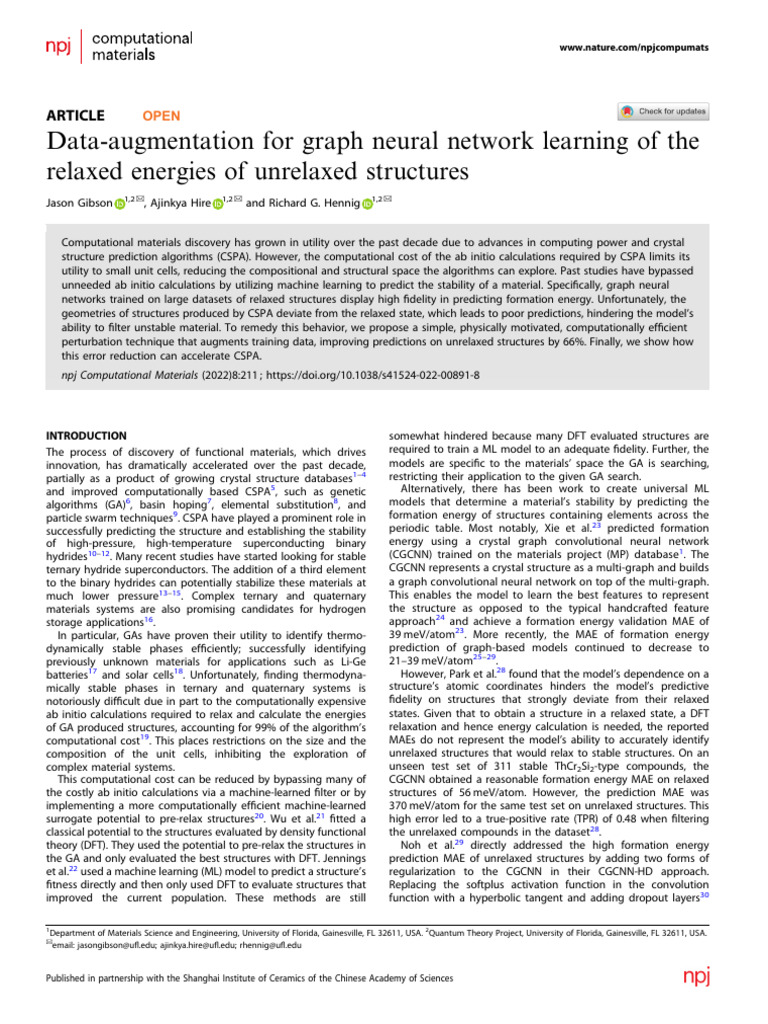 Data-Augmentation for Graph Neural Network Learning of the Relaxed Energies of Unrelaxed ...
