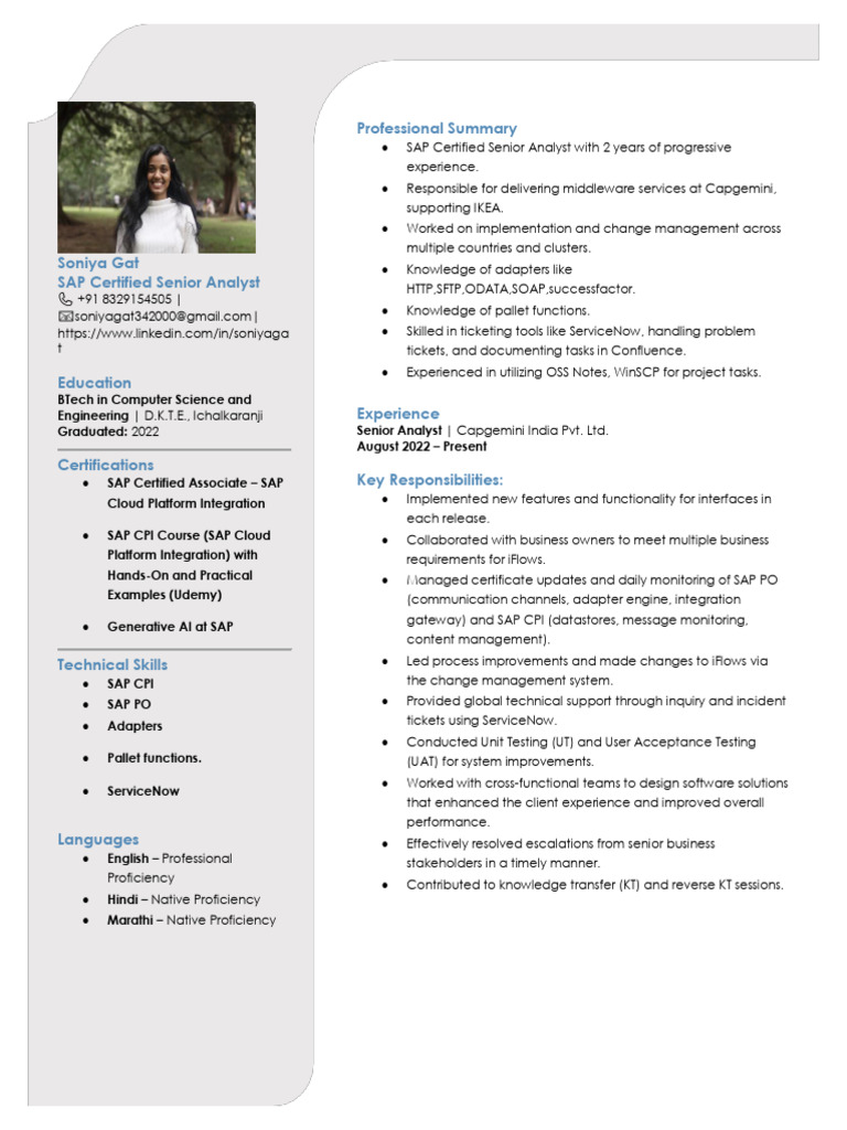 Soniya Gat Resume Final 1 (2) - 2-4 | PDF | Computing | Information Technology