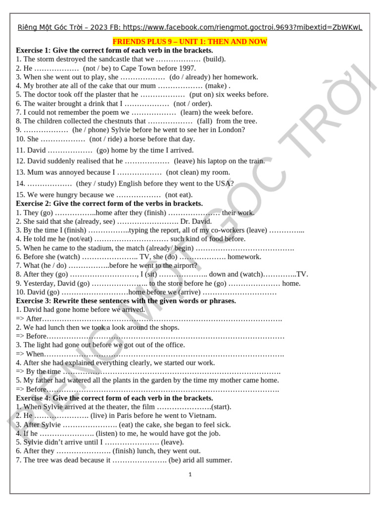 English Verb Tenses Exercises 2023 | PDF