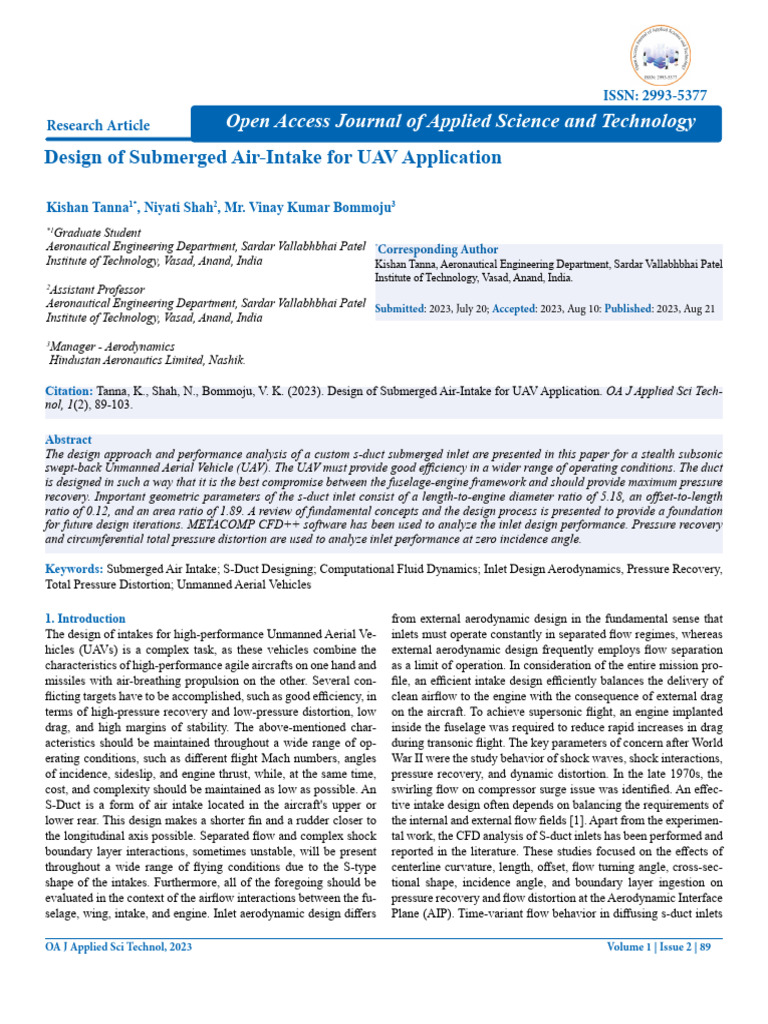 Design of Submerged Airintake For Uav Application | PDF | Drag (Physics ...