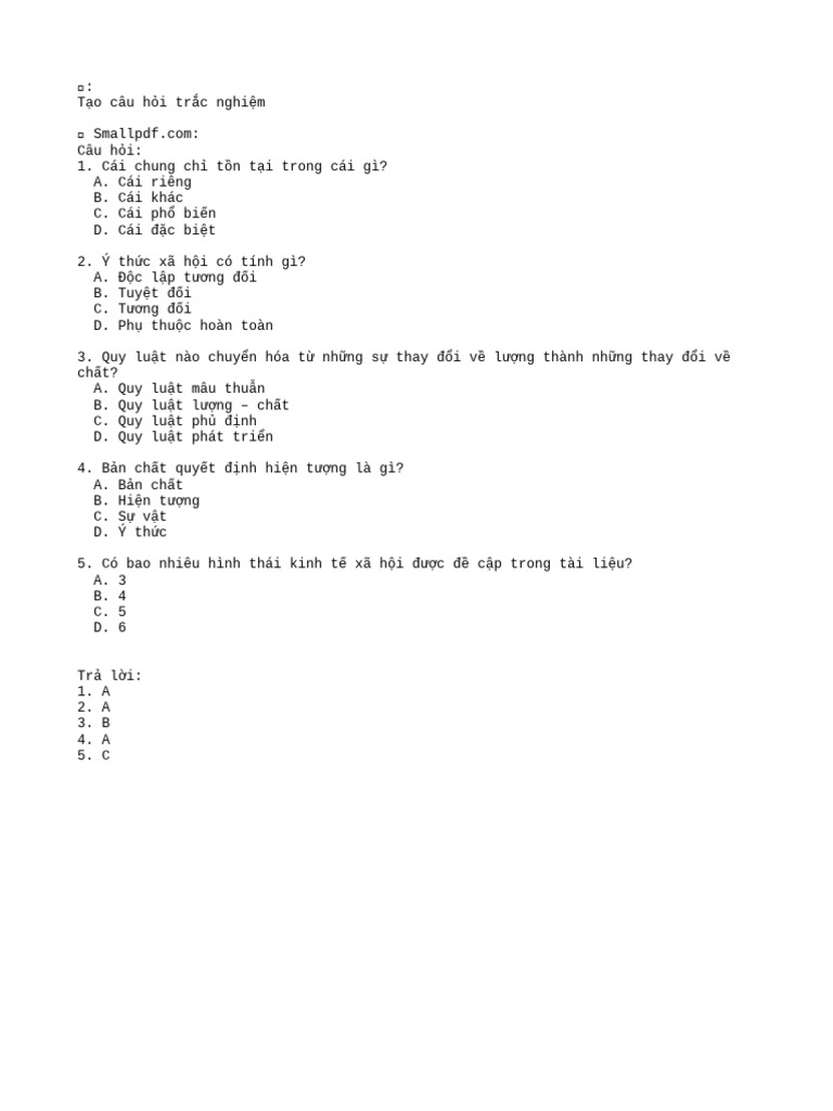 Tom Tat Triet 3 Chuong Triet Hoc Mac Lenin Dai Hoc Kinh Te Quoc Dan 77564 Generate Quiz | PDF